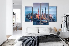 Vícedílný obraz Panorama Šanghaje V Noci Nedostatek Nedostatek Plátno Canvas 160x120