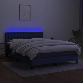 Box spring postel s matrací a LED modrá 140x200 cm textil 3133483