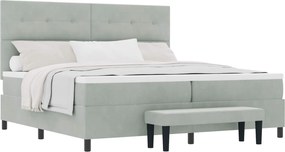 Postel s boxspringem s čelo Světle šedá 200 x 200 cm samet 3344534