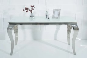 Skleněný konzolový stolek Barock White bílá stříbrná 145cm