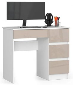 Počítačový stůl A7 pravá bílá/cappuccino