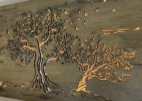 Li-Go "Tři olivy" světelný obraz 230V 90x40 cm provedení povrchu: dub světlý