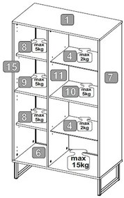 Vitrínová skříňka Cube, dub evoke/pískově šedá, s osvětlením