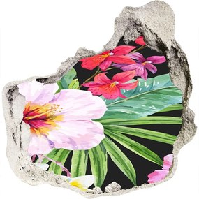 Wallmuralia Nálepka 3D díra na zeď Hawajské květiny 75x75 cm