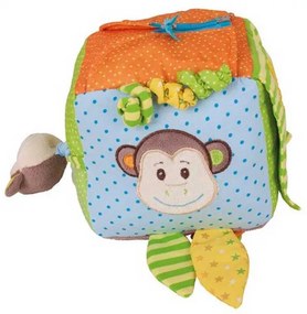 Bigjigs Baby Textilní aktivní kostka opička Cheeky