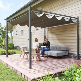 Pergola cca 3x3 m Volně stojící zastřešení terasy s posuvnou střechou, magnetická podložka, 8 cm sloupek odolný proti UV záření