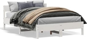 vidaXL Rám postele s čelem 135 x 190 cm masivní borovice [842770] Barva: Bílá