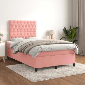 Box spring postel s matrací růžová 120x190 cm samet 3270018