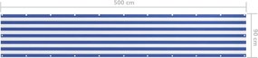 Balkónová zástěna bílá a modrá 90 x 500 cm oxfordská látka 134918