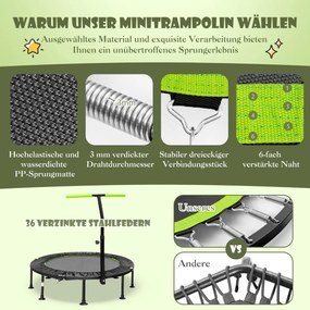 Costway Φ110 cm Skládací mini trampolína s výškově nastavitelným madlem dětská