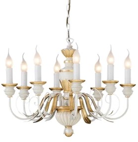 Ideal Lux - Lustr na řetězu FIRENZE 8xE14/40W/230V pr. 64 cm bílá/zlatá