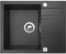 Sinks Linea 600 Granitový dřez s odkapem oboustranné provedení, 60x48cm, granblack, SIGLI60048030