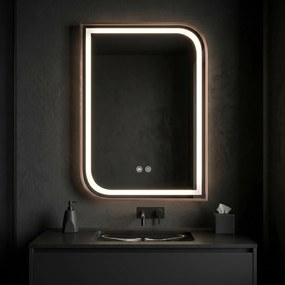Rea Zrcadlo 80x60 cm s vyhříváním a regulovatelným LED osvětlením HOM-00300 růžová zlatá kartáčovaná