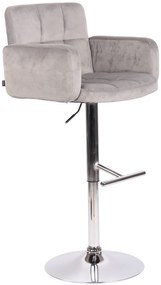 Barová židle Haworth - samet - chromovaný rám | šedá