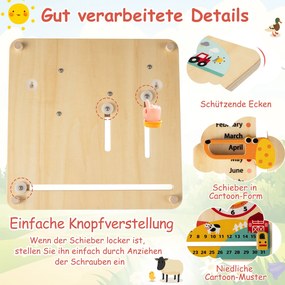 Costway Montessori dřevěné hračky pro batolata Výukové hodiny Denní dětský
