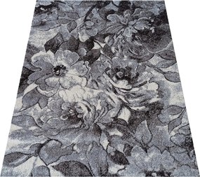 DY Šedý koberec s květinovým vzorem Panamero 16 Rozměr: 60x100 cm
