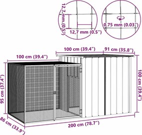 vidaXL Klec pro kuřata 200 x 91 x 100 cm pozinkovaná ocel [171546] Barva: Šedá