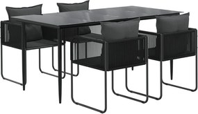 5dílný zahradní jídelní set černý 3156500