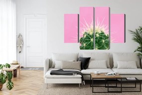 Vícedílný obraz Kaktus Na Růžovém Pozadí Nedostatek Nedostatek Přírodní plátno 120x90