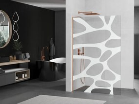 Mexen Kioto L, sprchová zástěna Walk-In 100 x 200 cm, 8mm čiré sklo bílý vzor, ​​měděný matný profil, 800-100-103-65-85