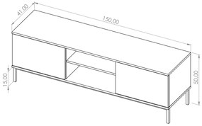 GAB TV stolek QUER RTV 2D, Dub Hikora 150 cm