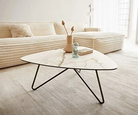 Konferenční stolek Ekrem 85x35 cm keramika Calaccatta Luxe bílo-zlato
