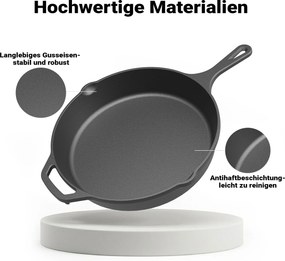 Litinová pánev Wiltec – 30 cm, černá (62957)