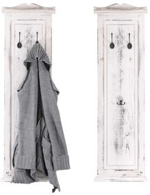 2x věšáková stěna s 3 věšáky 30443 - 109x28x3,5 cm, antik bílá
