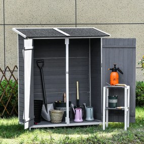 Outsunny kůlna na nářadí zahradní kůlna 2 dveře asfaltová střecha jedlové dřevo šedá+bílá 139x75x160cm | Aosom