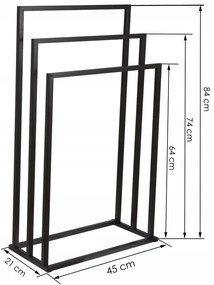 Stojan na ručníky - 3 ramenný - černý