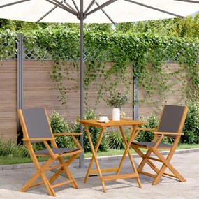 3dílný bistro set antracitový textil a masivní dřevo 3281809