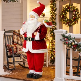 HOMCOM Zpívající Santa Claus, 120 cm, životní velikost, animovaný, s rotující hlavou a pohyblivými pažemi