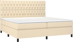 Box spring postel s matrací a LED krémová 200x200 cm textil 3135146