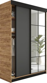 Posuvná skříň LAMARO - 138x205x59 - dub Craft zlatý a grafitový