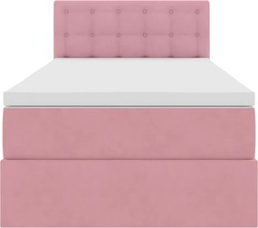 Postel s úložným prostorem s čelo Růžová 90 x 190 cm samet 3370850