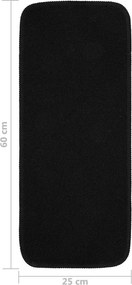 Protiskluzové nášlapy na schody 15 ks 60x25cm černé obdélníkové 340392