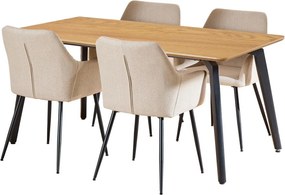 ACTONA GROUP Designová jídelní sestava CADIZ béžová s područkami H000025047