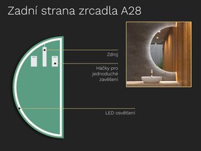 Atypické zrcadlo do koupelny s LED osvětlením A28 50x10