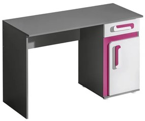 Psací stůl APETITO 9 Domel 120/80/50 barva: antracyt/bílý mat/růžová