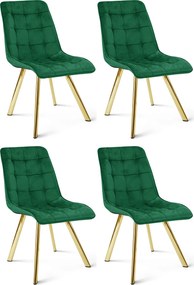 Jídelní židle CIEZA VELVET se zlatými nohami, zelená