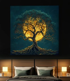 Obraz na plátně - Strom života Zářivý úplněk FeelHappy.cz Velikost obrazu: 140 x 140 cm