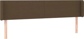 Čelo postele s LED tmavě hnědé 183 x 16 x 78/88 cm textil 3122973