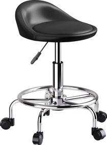 HOMCOM Nastavitelný Kolečkový Skládací Stolek s Opěrkou 59-75 cm Otočný Stolek 360° Rotující Stolek pro Kancelář, Salon, Masáže, Spa Černý