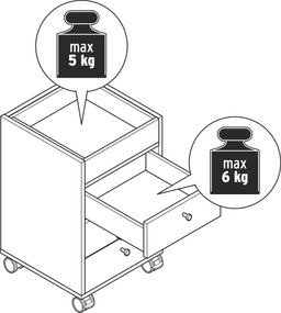 Tchibo - Pojízdný kontejner se zásuvkami - barva: bílá