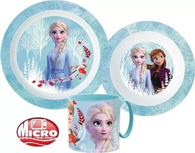 Javoli Dětská jídelní sada Frozen s hrnkem mikroplast 3-dílná