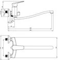 Deante Boro, nástěnná umyvadlová baterie 150mm s prodlouženým ramenem a připojením sprchové hladice, chromová, BMO_056M