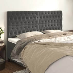 Čelo postele tmavě šedé 180x7x118/128 cm sametové 3116729