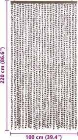 Závěs proti hmyzu taupe a bílý 100 x 220 cm Chenille 325462