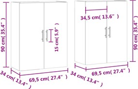 vidaXL Nástěnné skříňky 2 ks 69,5 x 34 x 90 cm [3195648] Barva: šedá sonoma