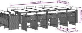 15dílný zahradní jídelní set s poduškami béžový polyratan 3278001